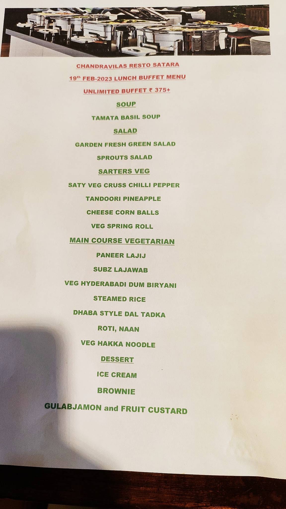 Menu at Chandravilas Resto Multi Cuisine, Satara