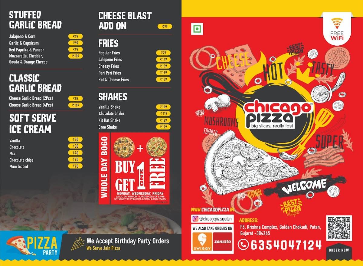 Menu at Chicago pizza, Rewari