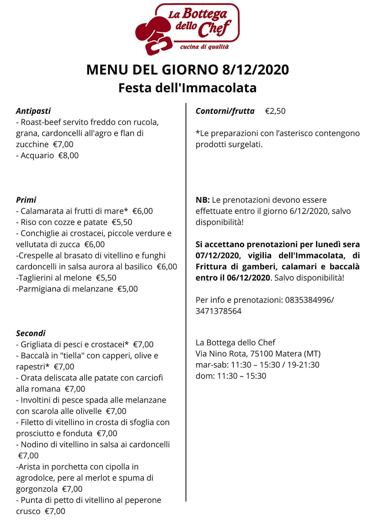 Carta del restaurante La Bottega dello Chef - Gastronomia self service ...