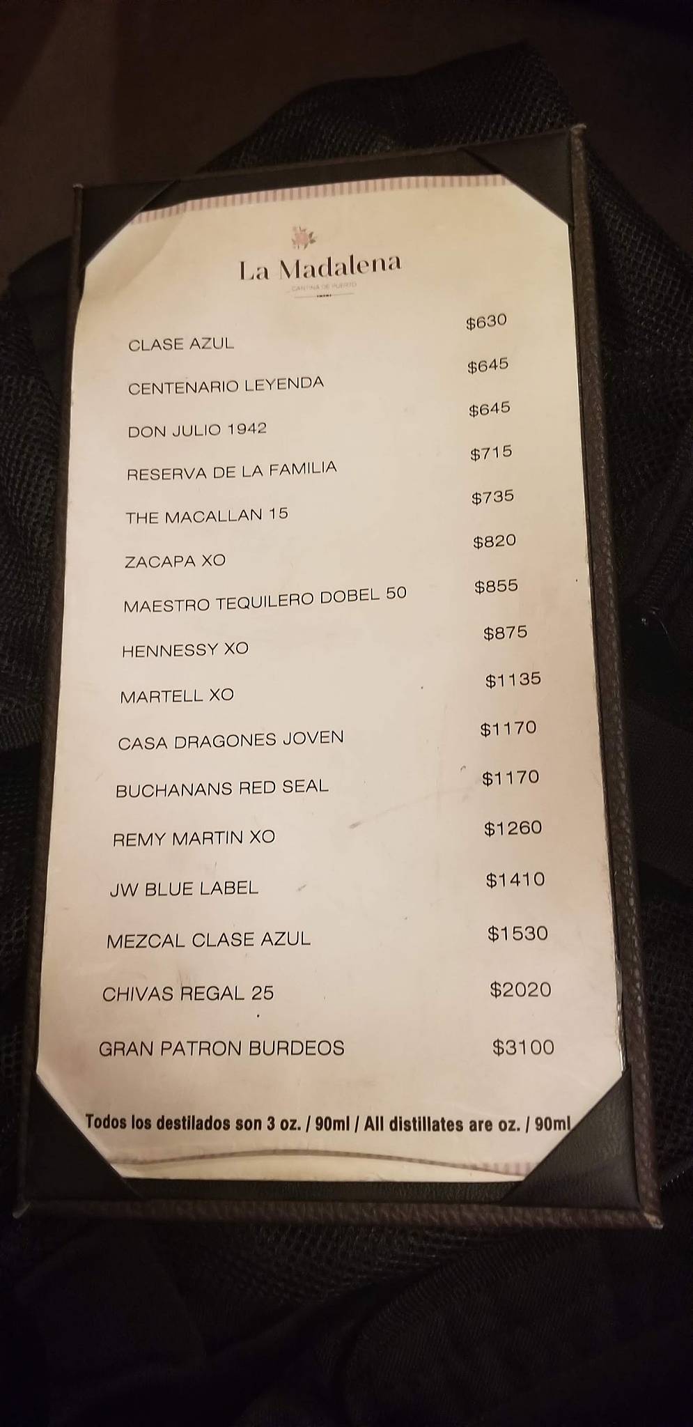 Carta de parrilla La Madalena, Puerto Vallarta, Av. Francisco Medina ...