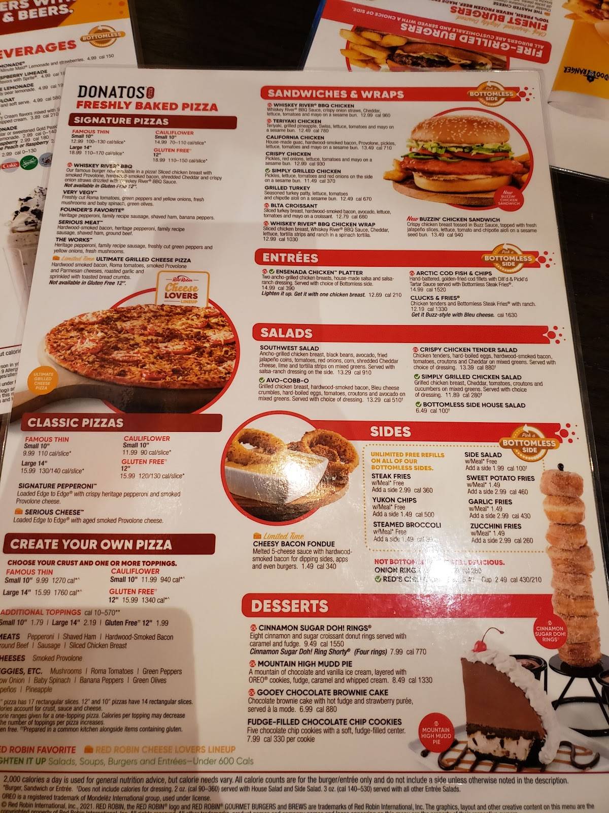 Menu at Red Robin Gourmet Burgers and Brews restaurant, Seattle, 401 NE ...