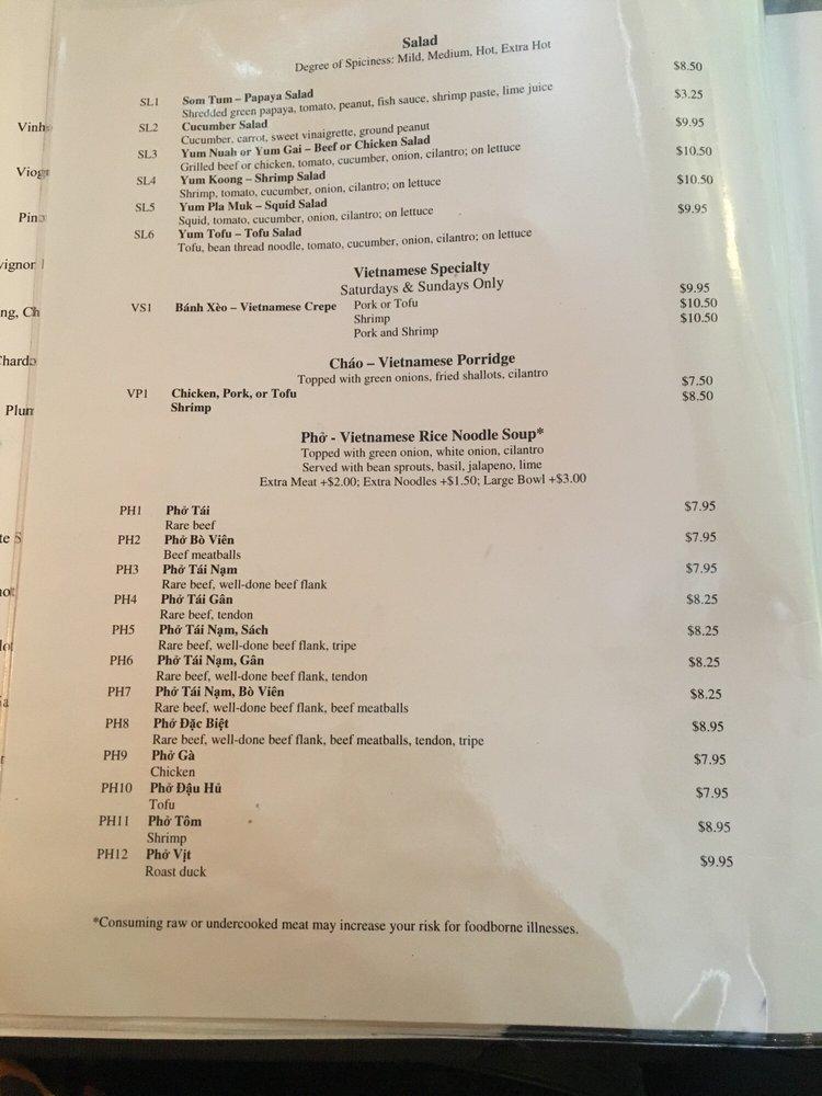 Menu at Hạ Long Bay Restaurant, Madison