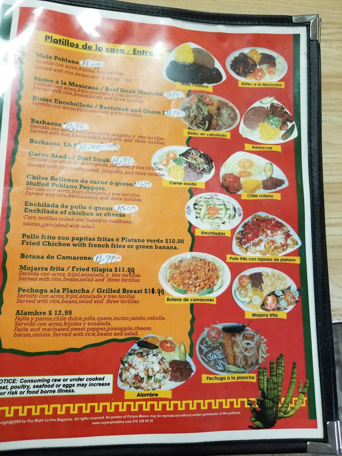 Menu at Taqueria Mi Rancho restaurant, Kenner
