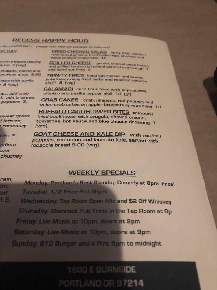 Menu at The Eastburn pub & bar, Portland