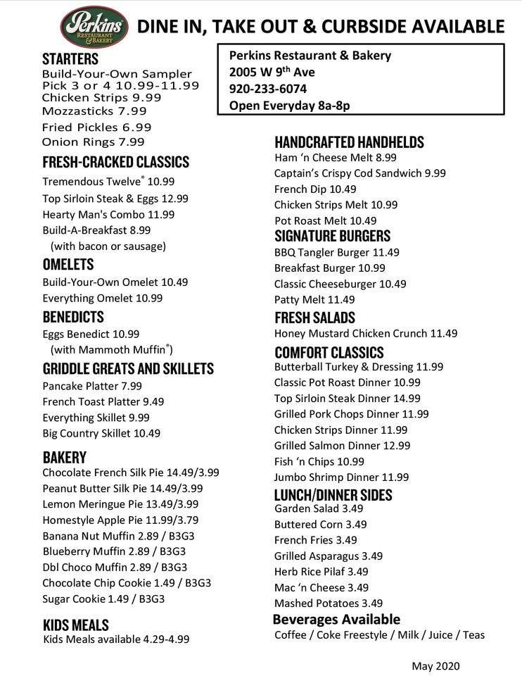 Menu at Perkins Restaurant & Bakery, Oshkosh