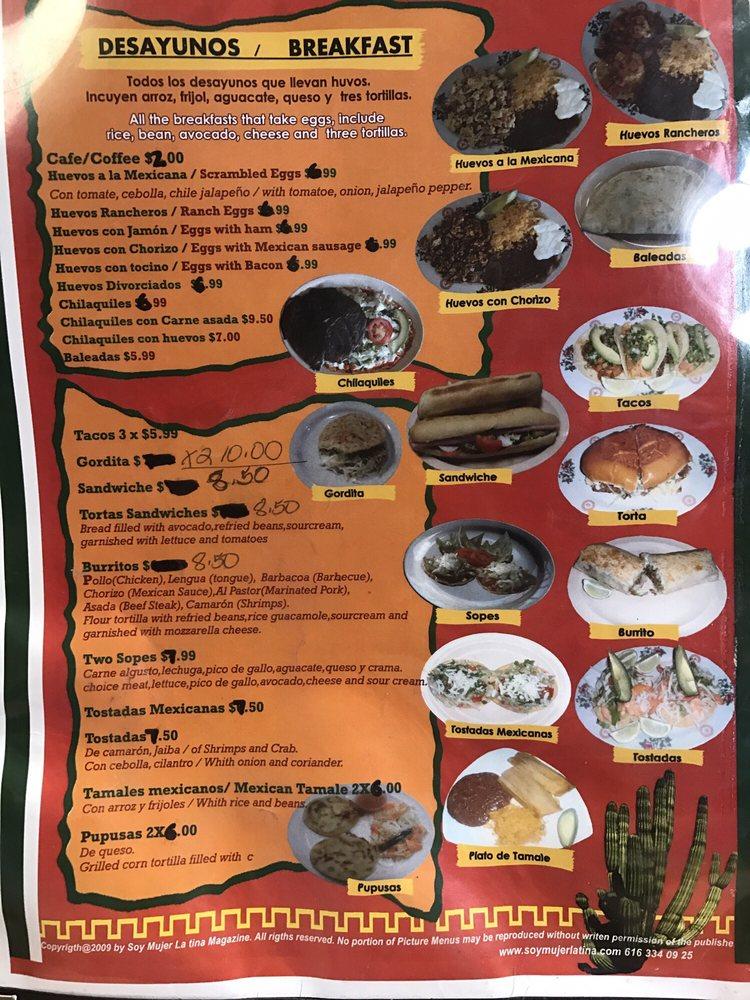Menu at Taqueria Mi Rancho restaurant, Kenner
