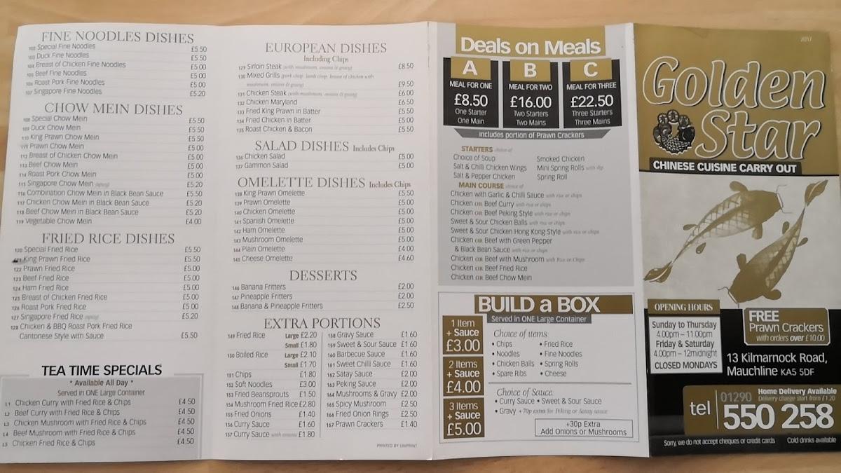 Menu at Golden star Chinese takeaway Mauchline fast food, Mauchline