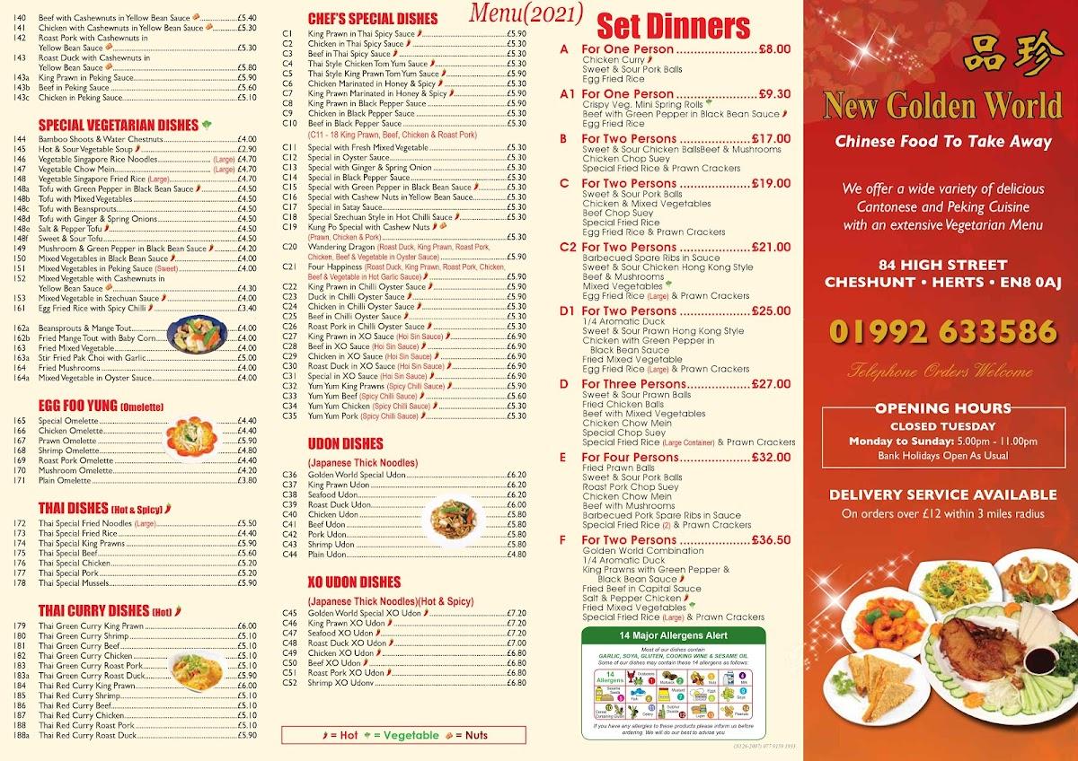 Menu at New Golden World fast food, Waltham Cross, 84 High Street Cheshunt