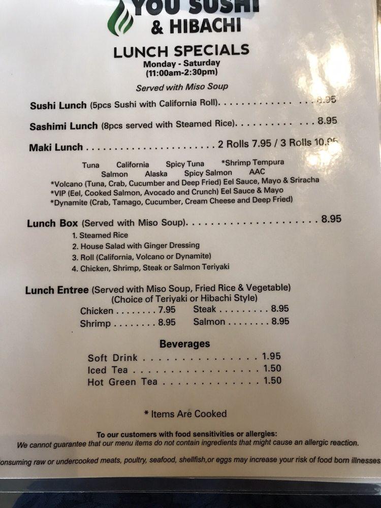 Menu at You Sushi & Hibachi restaurant, Crestview