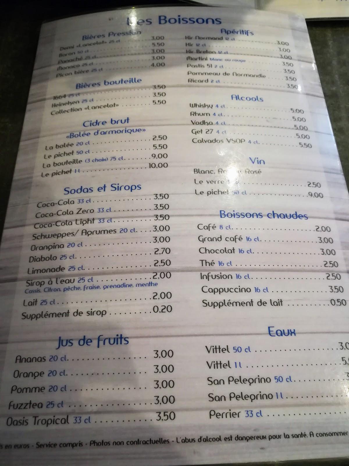 Menu at La Cloche restaurant, Mont Saint-Michel, Grande Rue