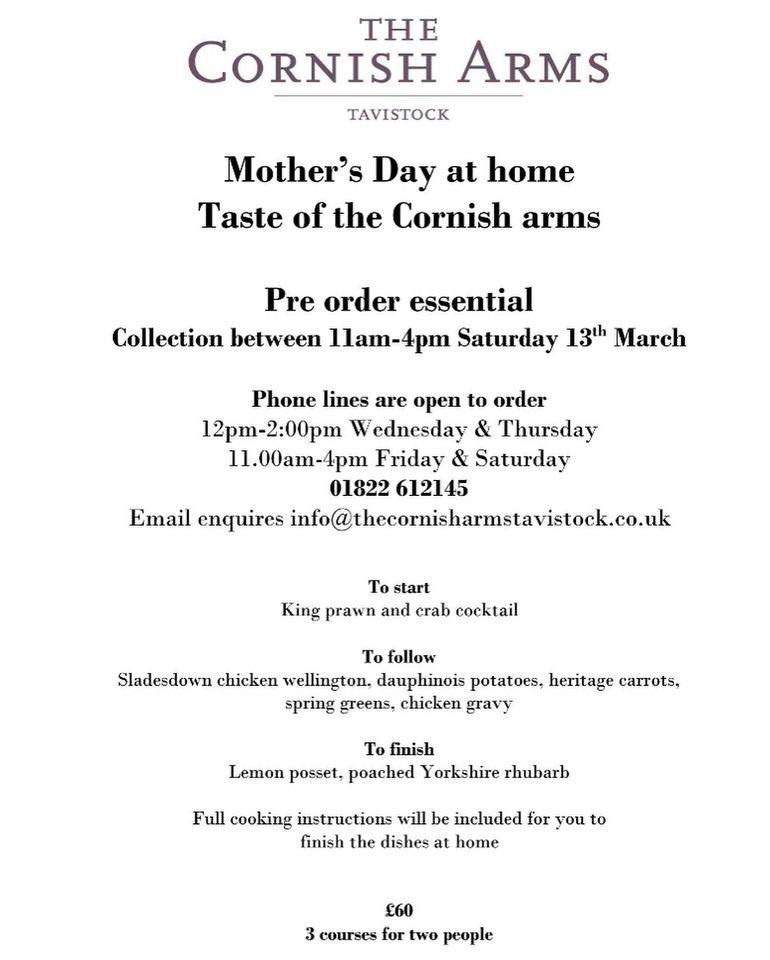 Menu at The Cornish Arms pub & bar, Tavistock