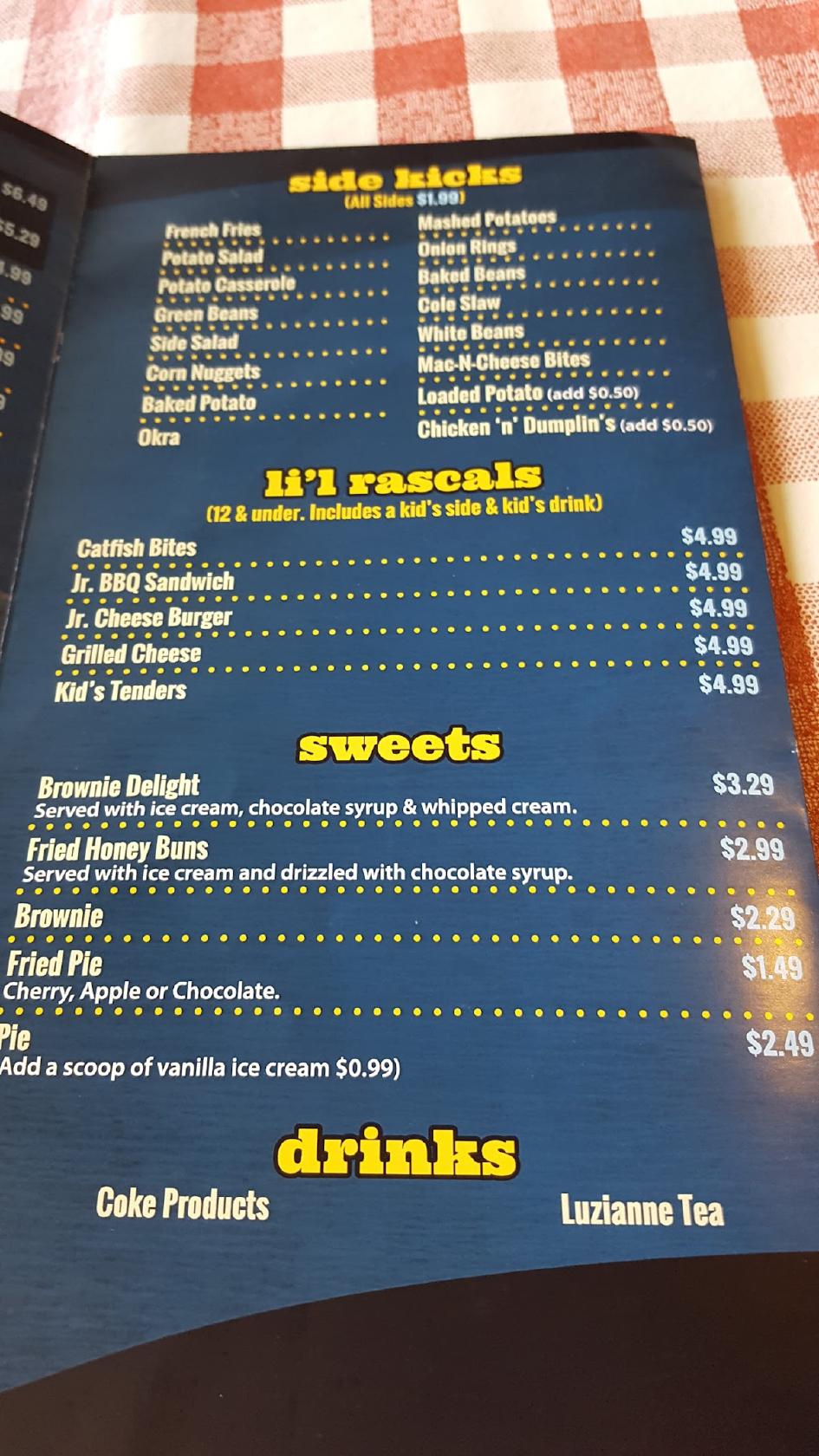 Menu at Yesterday’s Home Cookin' BBQ, Metropolis