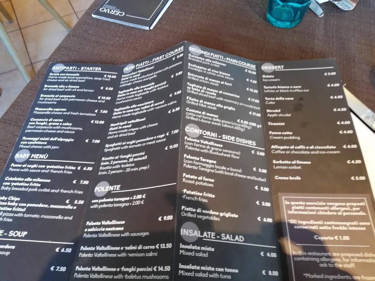 Menu da Ristorante Cervo, Livigno
