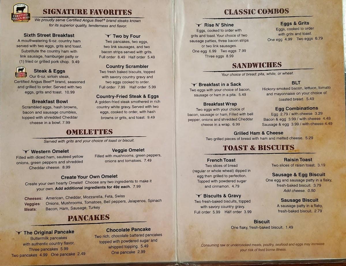 Menu at Sixth Street Steakhouse, Macclenny