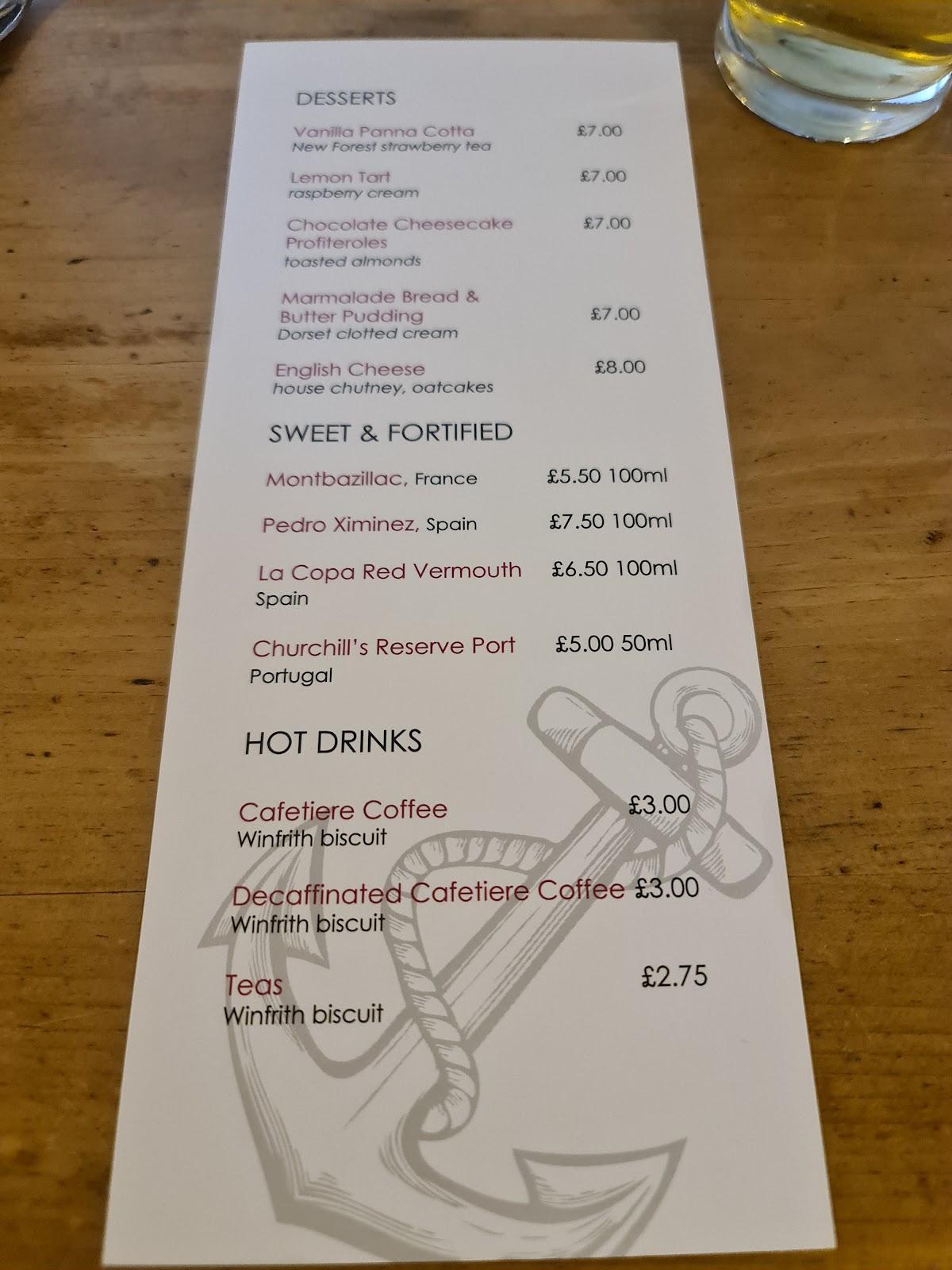 Menu at Sailor's Return pub & bar, Chaldon Herring