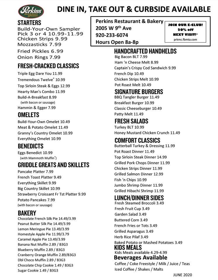 Menu at Perkins Restaurant & Bakery, Oshkosh