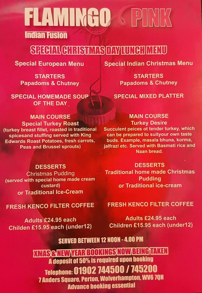 Menu at Flamingo Pink restaurant, Wolverhampton