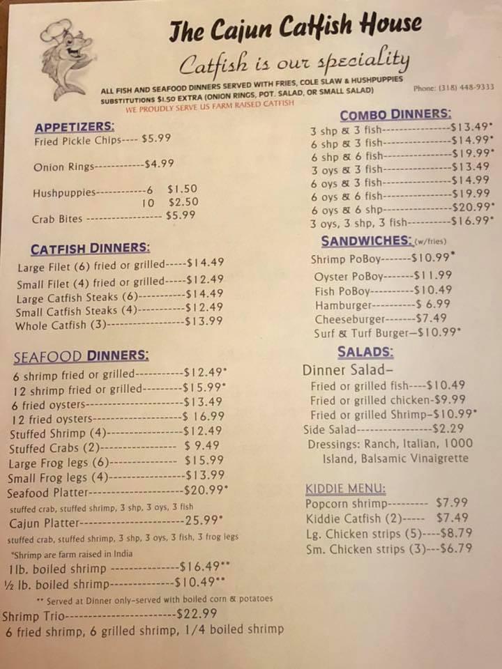 Menu at The Cajun Catfish House LLC restaurant, Pineville