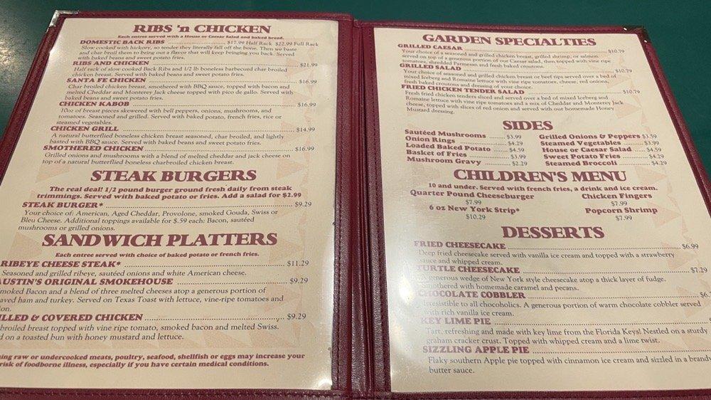 Menu at Austins Cattle Company pub & bar, Valdosta