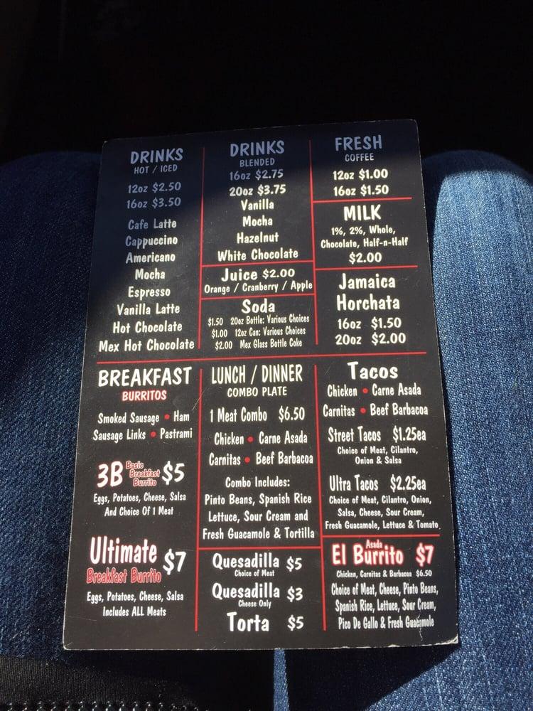 Menu at Bean Me Up Xpresso restaurant, Tehachapi