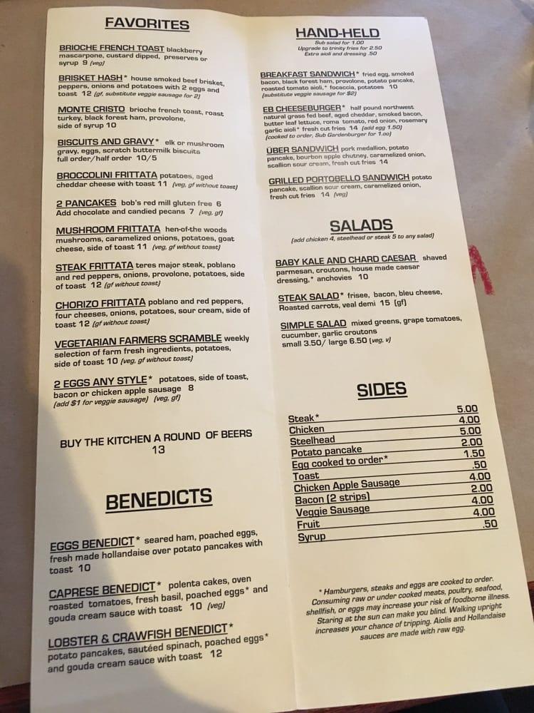 Menu at The Eastburn pub & bar, Portland