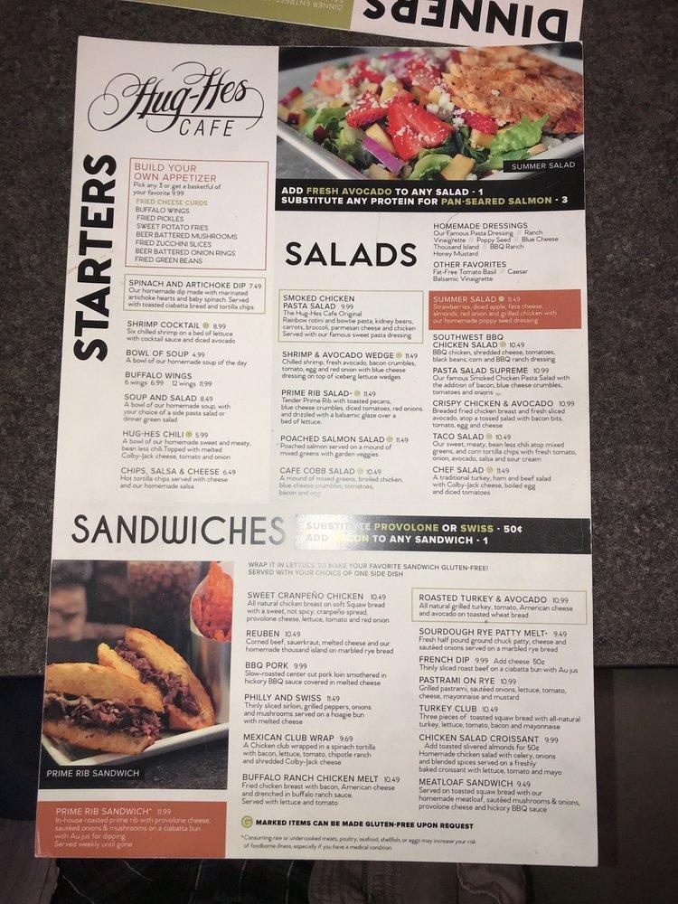 Menu at Hug-Hes Cafe, Centerville