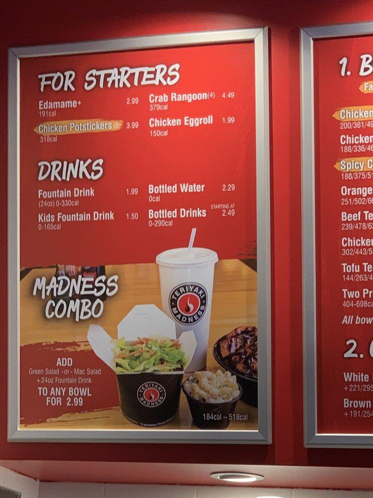 Menu at Teriyaki Madness restaurant, Reno
