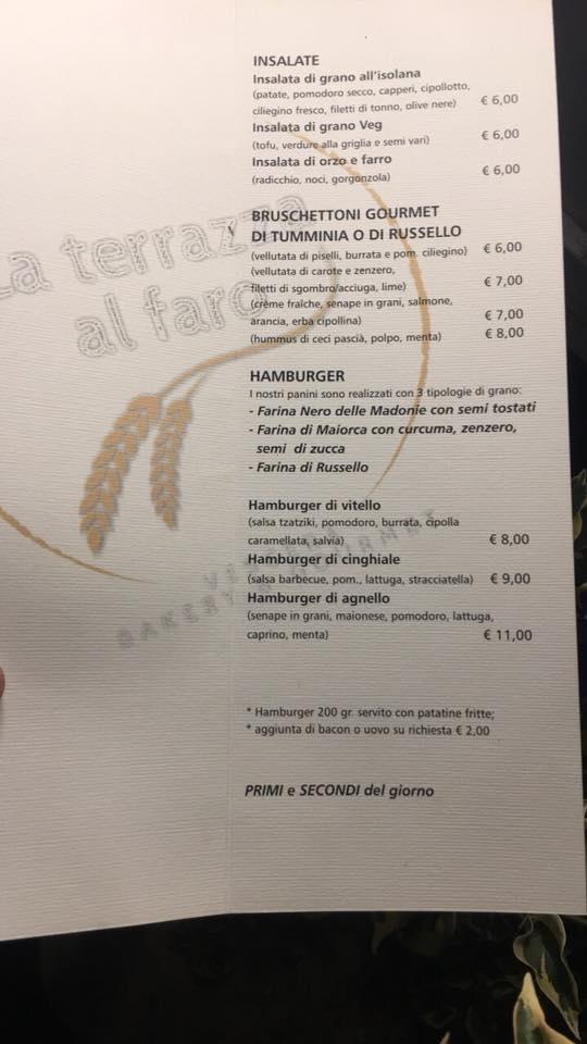 Menu da La terrazza al faro pub & bar, Villasmundo, Via Savonarola 25