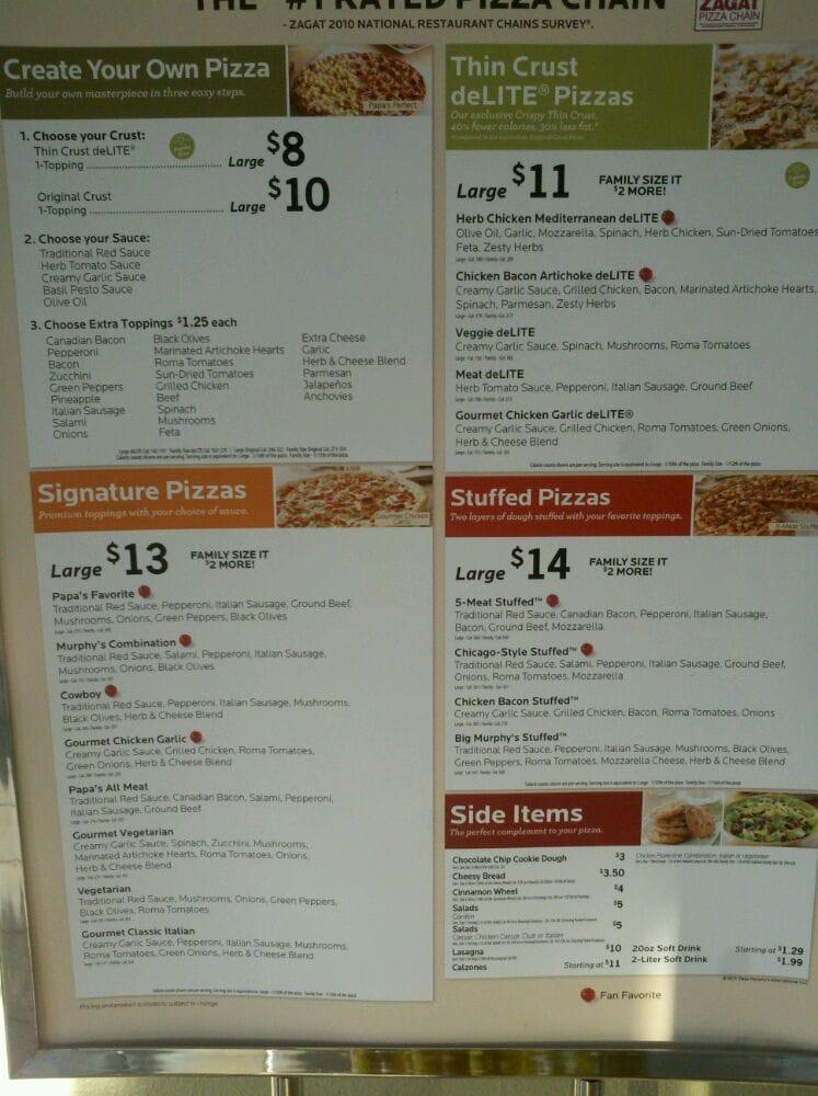 Menu at Papa Murphy's Take 'N' Bake Pizza pizzeria, Vallejo, 746 ...