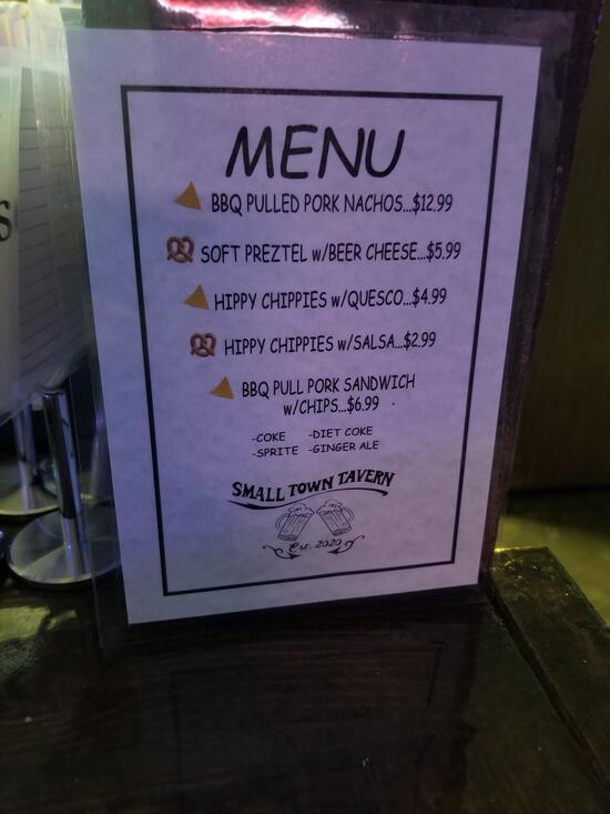 Menu at Small Town Tavern pub & bar, Taylorsville