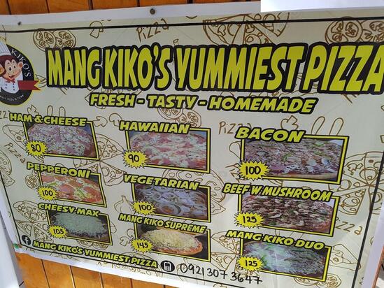 Menu at mang Kiko's Yummiest Pizza - Lambakin Marilao Bulacan Branch ...
